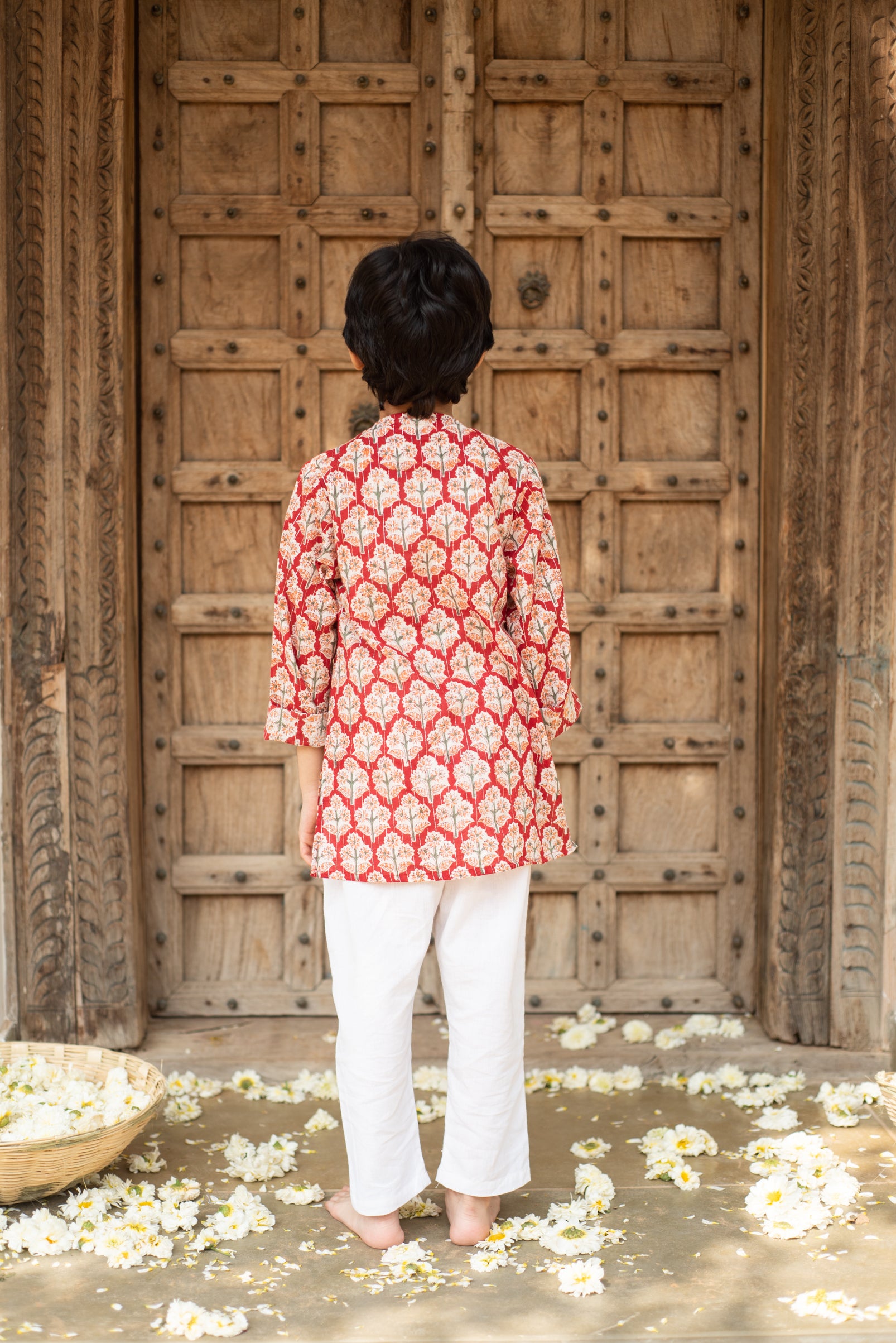 Red Buti Kurta Set